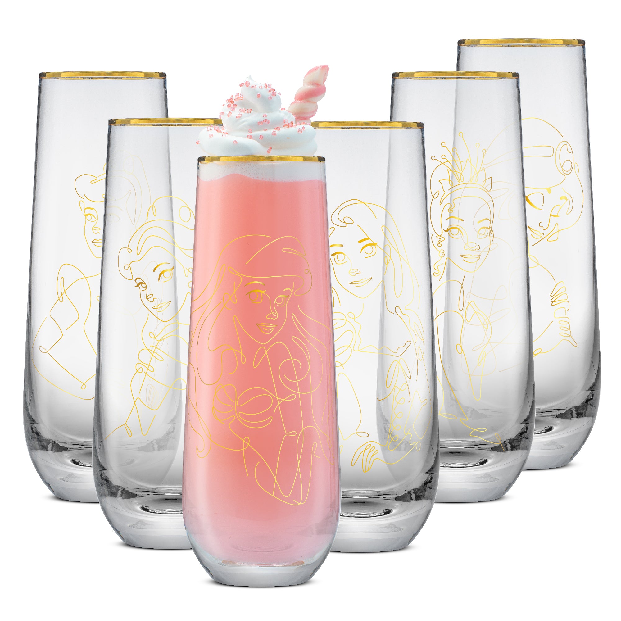 Disney Princess Sketch Stemless Flutes | JoyJolt