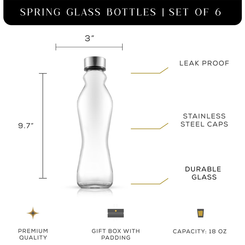 Spring Glass Insulated Water Bottles with Stainless Steel Cap