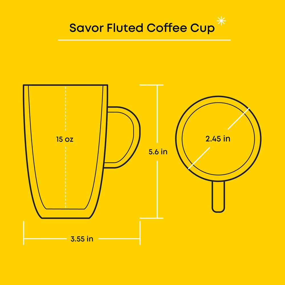 Savor Fluted Large Double Wall Coffee Mugs | JoyJolt
