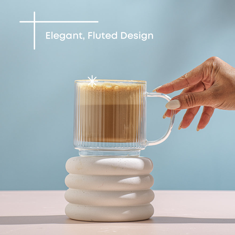 Haven Fluted Stackable Double Wall Glass Mugs | JoyJolt