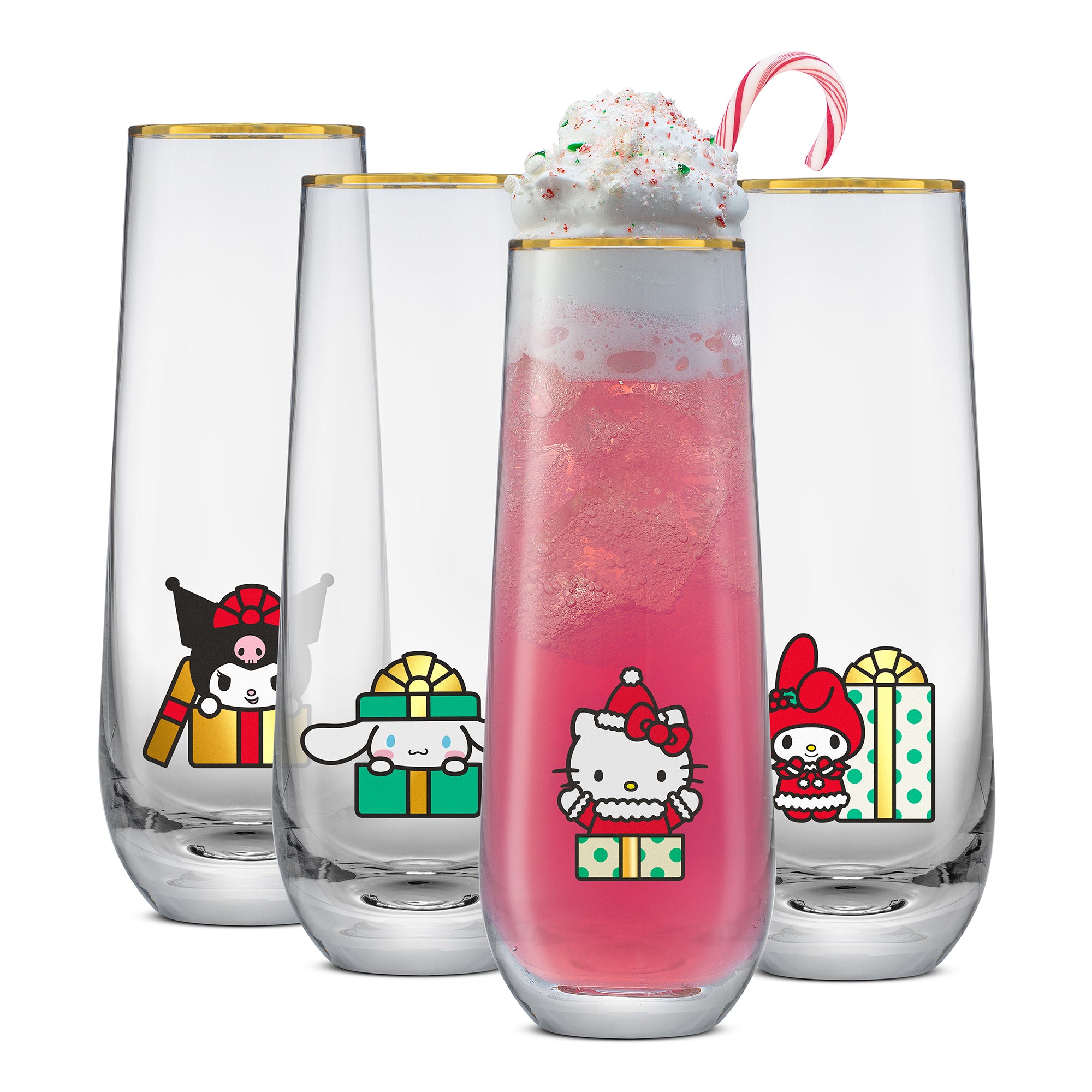 Hello Kitty® and Friends Holiday Stemless Flutes | JoyJolt