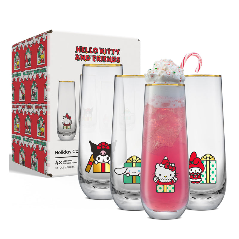 Hello Kitty® and Friends Holiday Stemless Flutes | JoyJolt