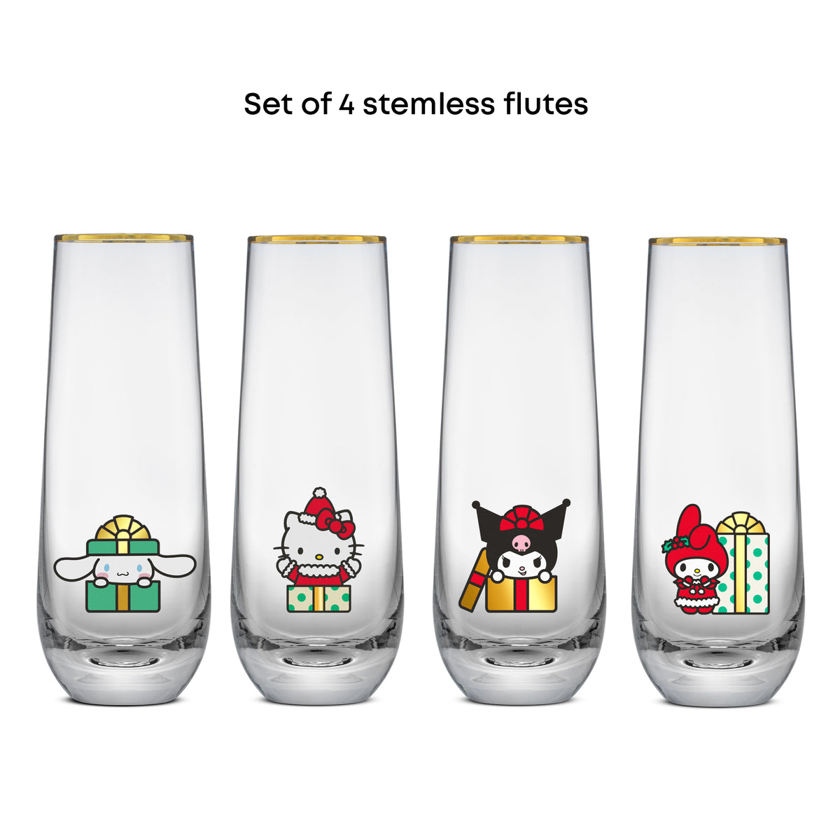 Hello Kitty® and Friends Holiday Stemless Flutes | JoyJolt