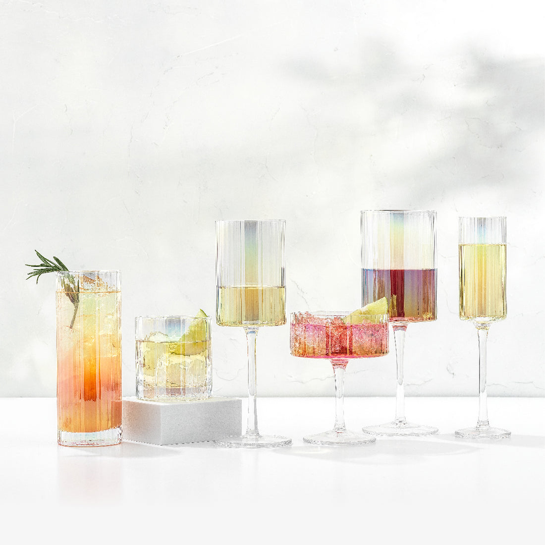 Christian Siriano New York Chroma Iridescent Coupe Glass Set