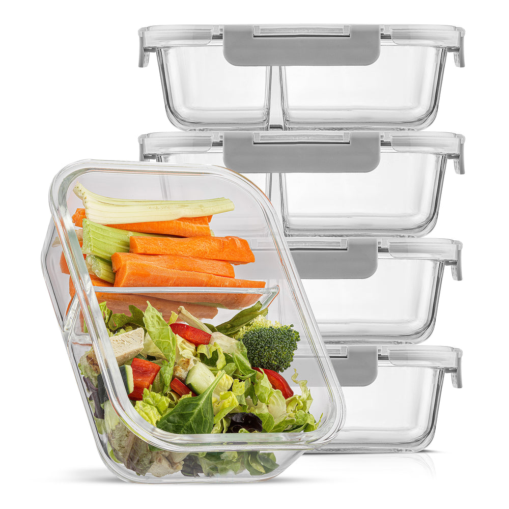 2-Sectional Glass Food Storage Containers | JoyJolt
