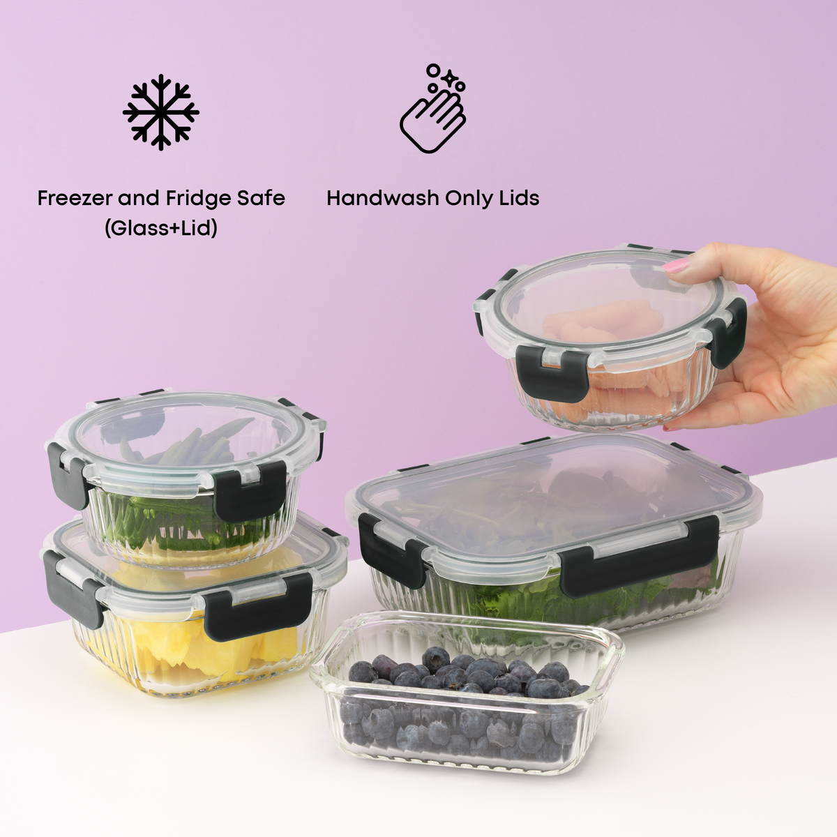 JoyJolt 12 Fluted Glass Containers & Leakproof Lids