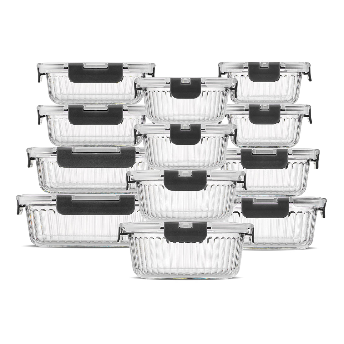 JoyJolt 12 Fluted Glass Containers & Leakproof Lids