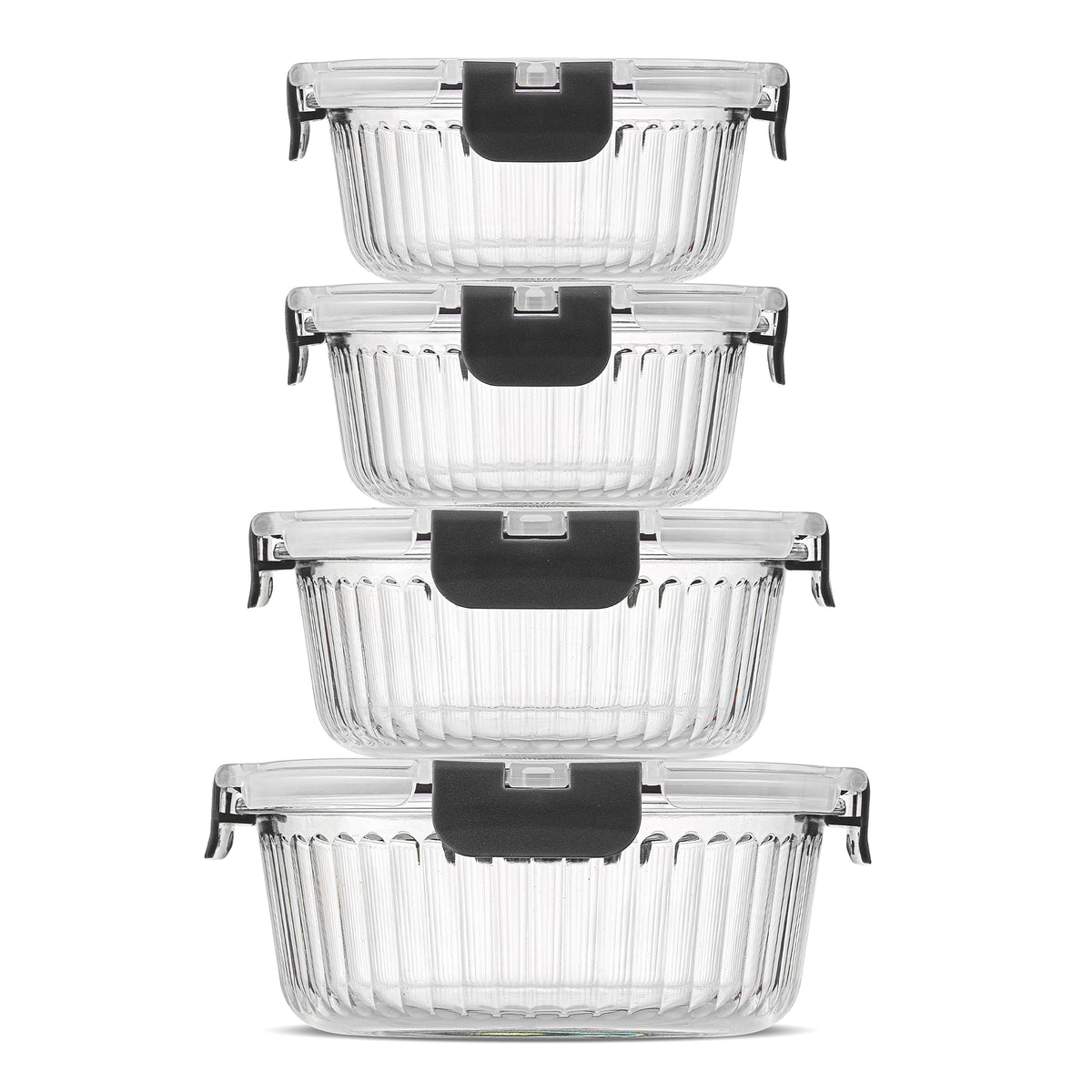 JoyJolt 12 Fluted Glass Containers & Leakproof Lids