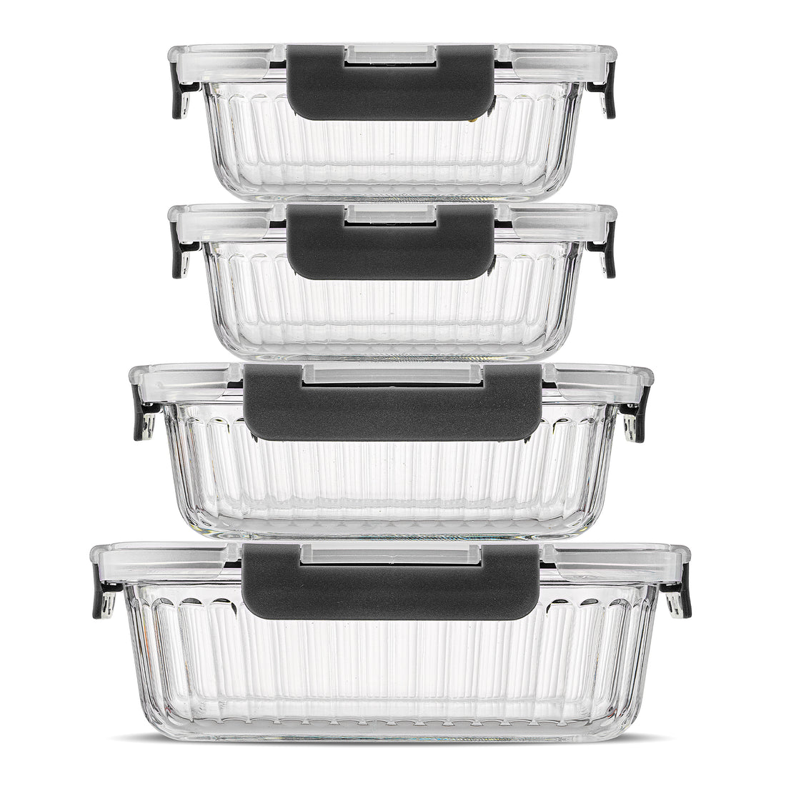 JoyJolt 12 Fluted Glass Containers & Leakproof Lids