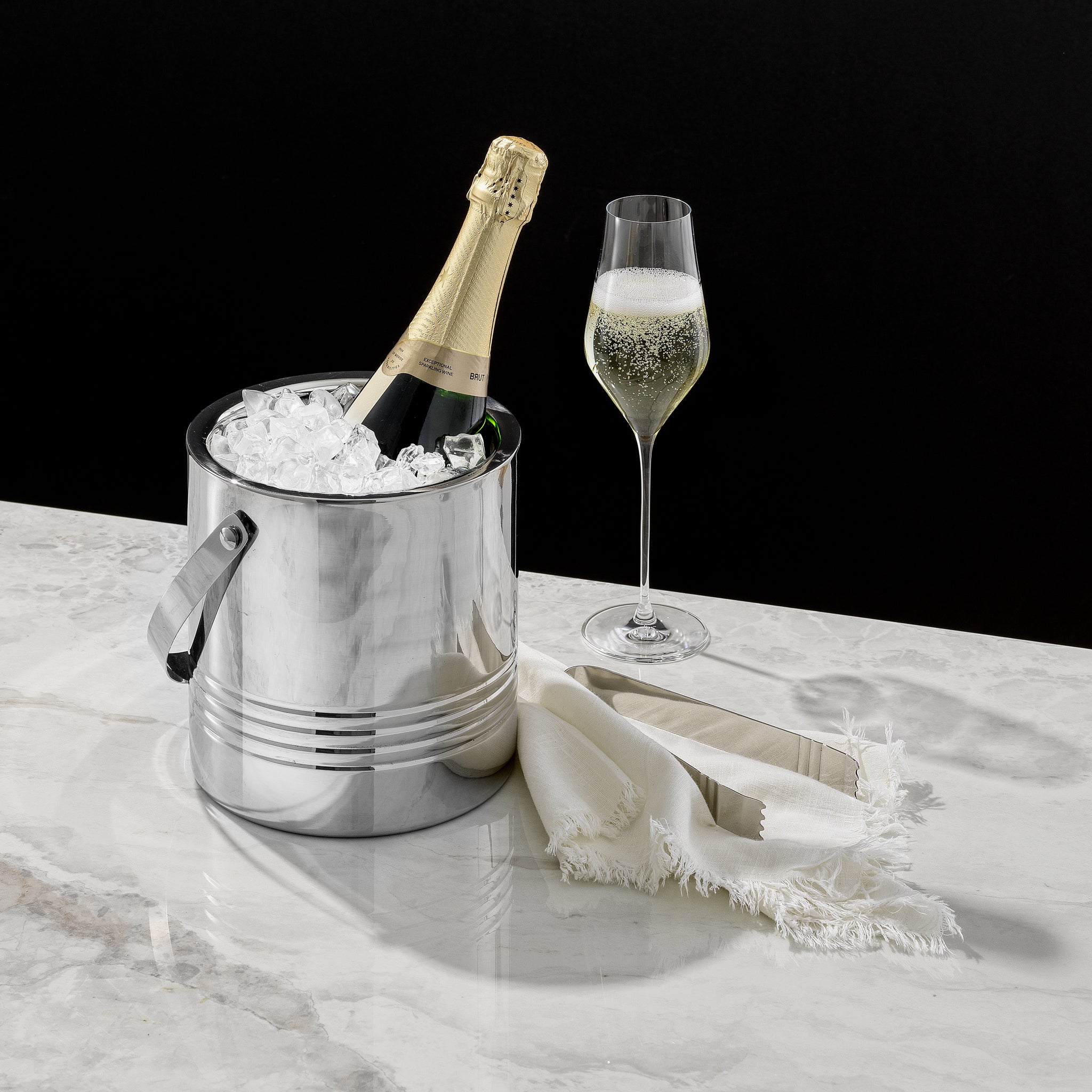 JoyJolt Double Wall Stainless Steel Ice Bucket with Strainer and Tongs ...